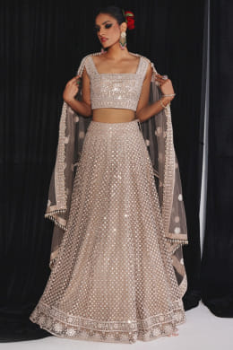 Buy Light gold mirror embroidered blouse by Twenty Nine at Aashni and Co