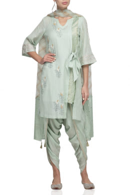 Buy Sea-green kurta and dhoti set by Devnaagri at Aashni and Co