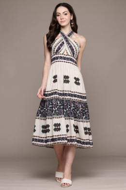 Buy White floral pattern dress by Ritu Kumar at Aashni and Co