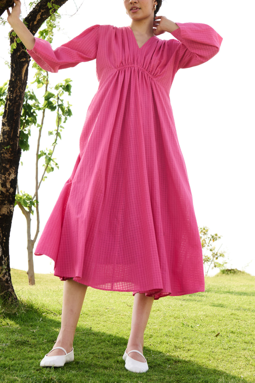 Buy Baby pink checkered dress by Raas Life at Aashni and Co