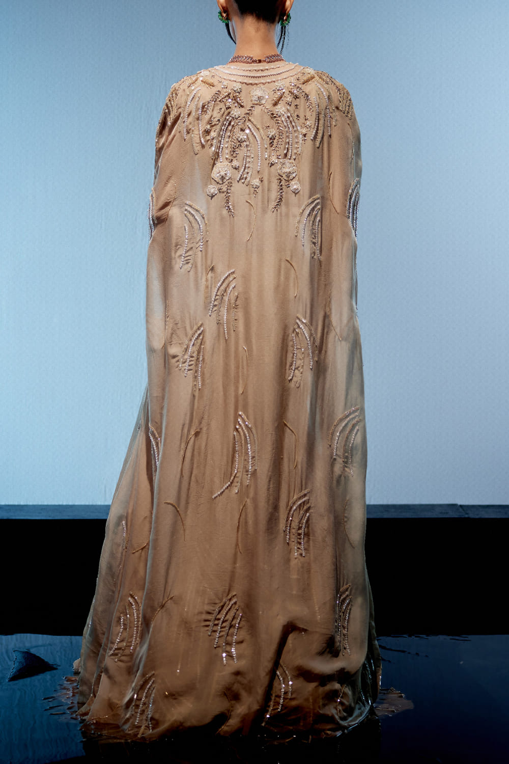 Buy Ivory garnet embellished fist tail lehenga set by Miku Kumar at ...