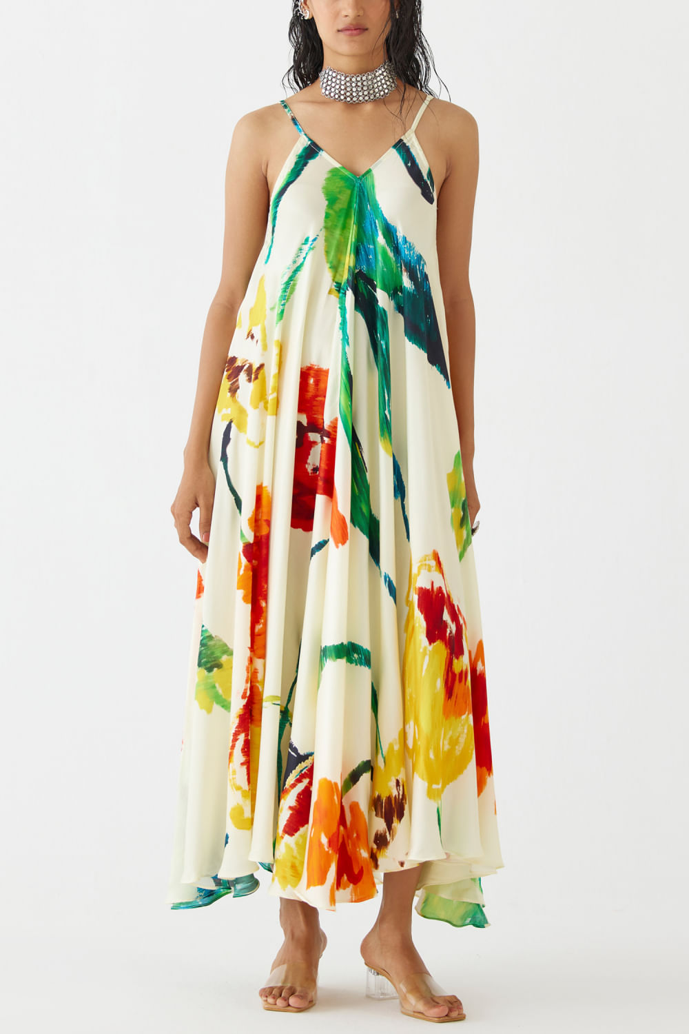 Buy Multicolour floral printed strappy dress by Studio Rigu at Aashni ...