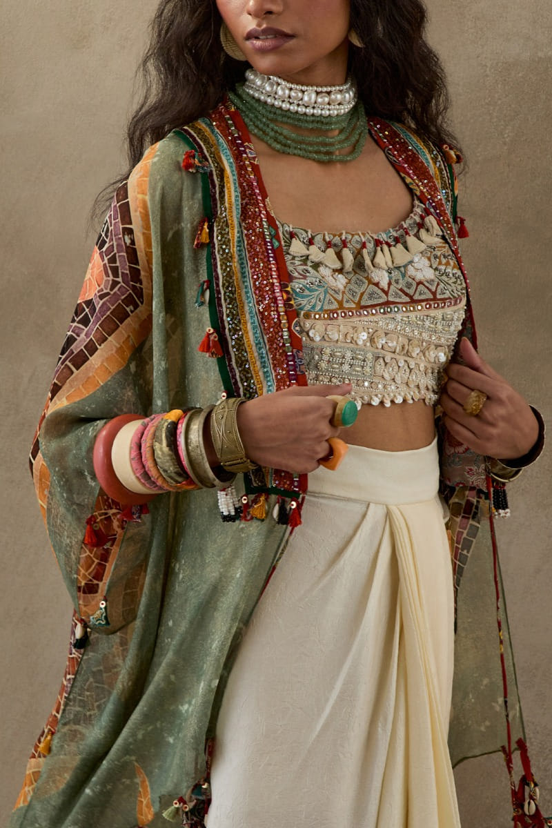 Buy Multicolour printed jacket and skirt set by Aseem Kapoor at Aashni ...