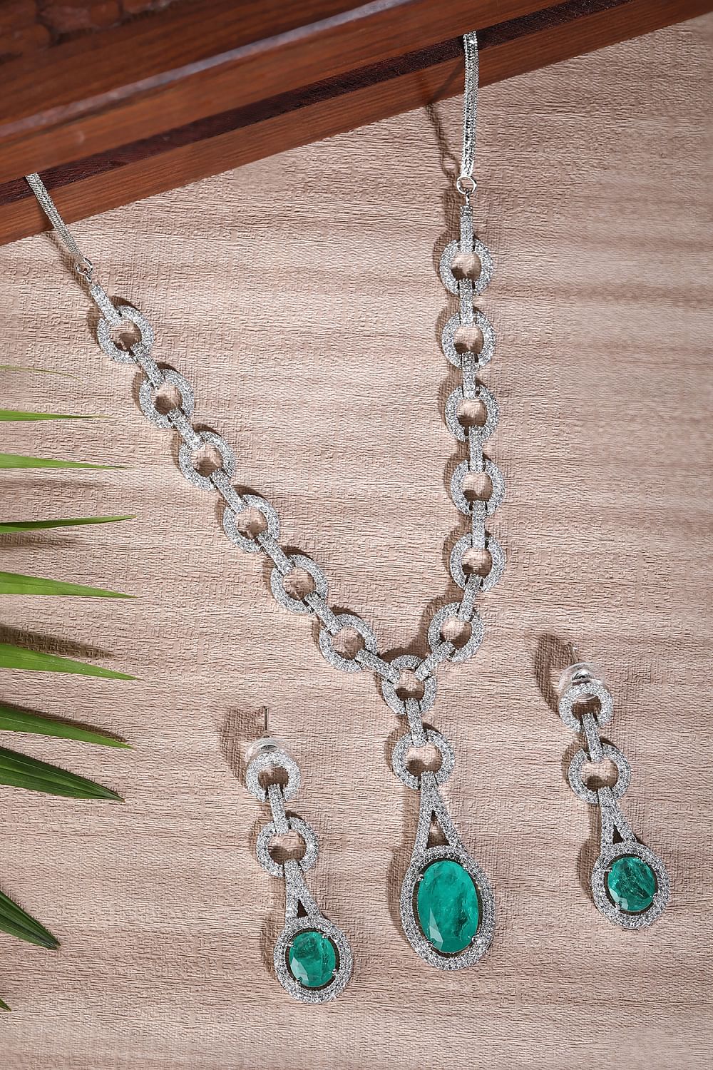Buy Blue Zircon American Diamond Necklace Auraa Trends Aashni And Co