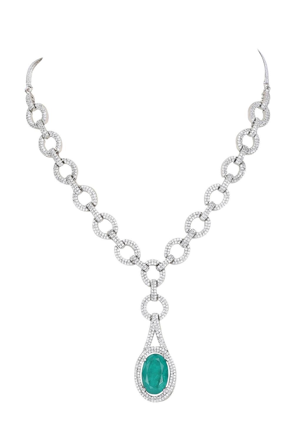Buy Blue Zircon American Diamond Necklace Auraa Trends Aashni And Co