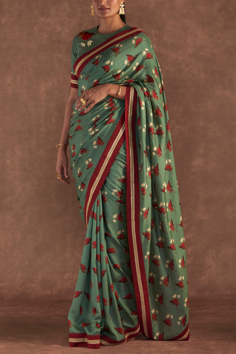 Buy Moss green floral print anarkali set by Masaba at Aashni and Co