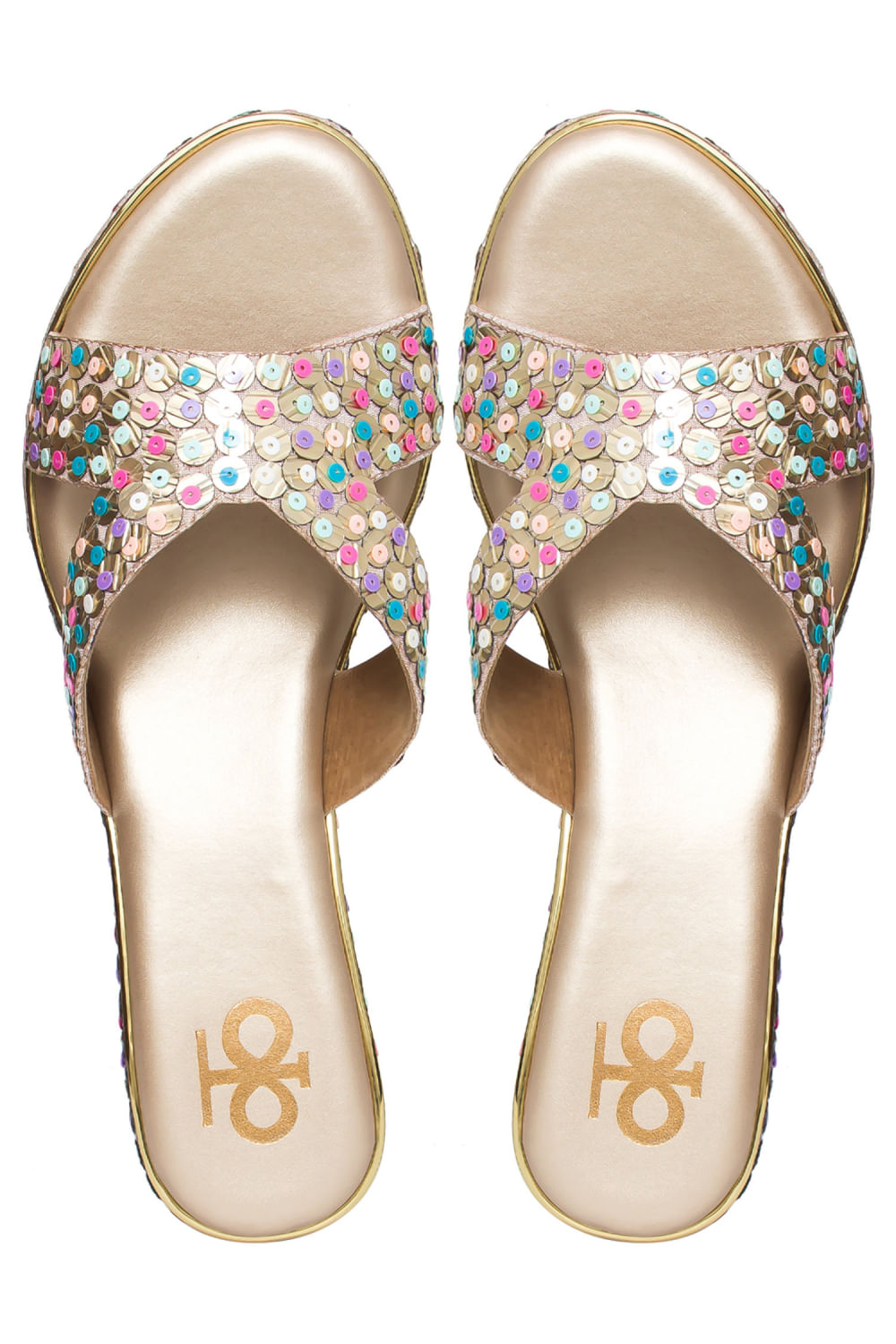 Buy Multicolour sequin embellished cross-strap platform wedges by ...