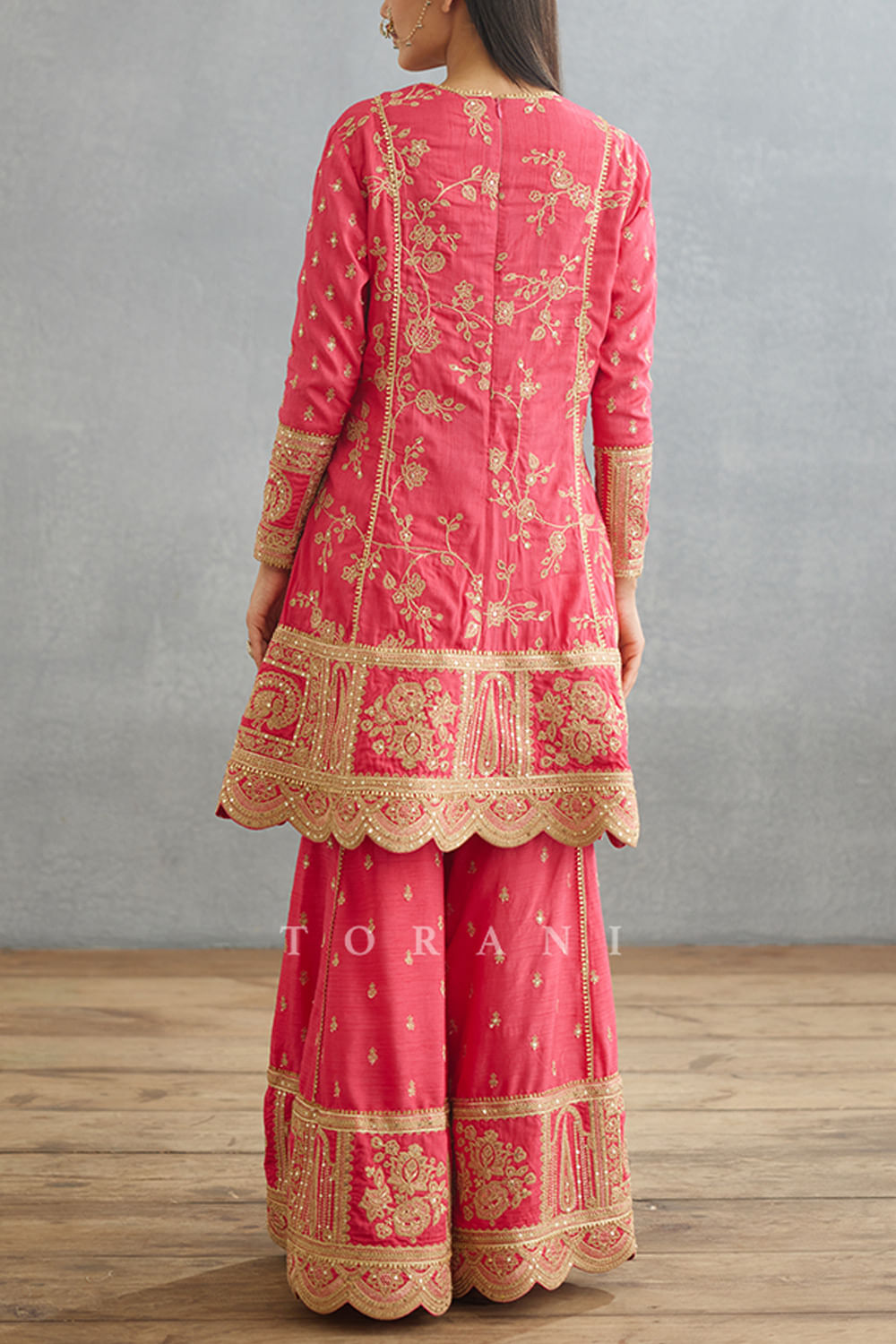 Buy Pink dori embroidery sharara set by Torani at Aashni and Co