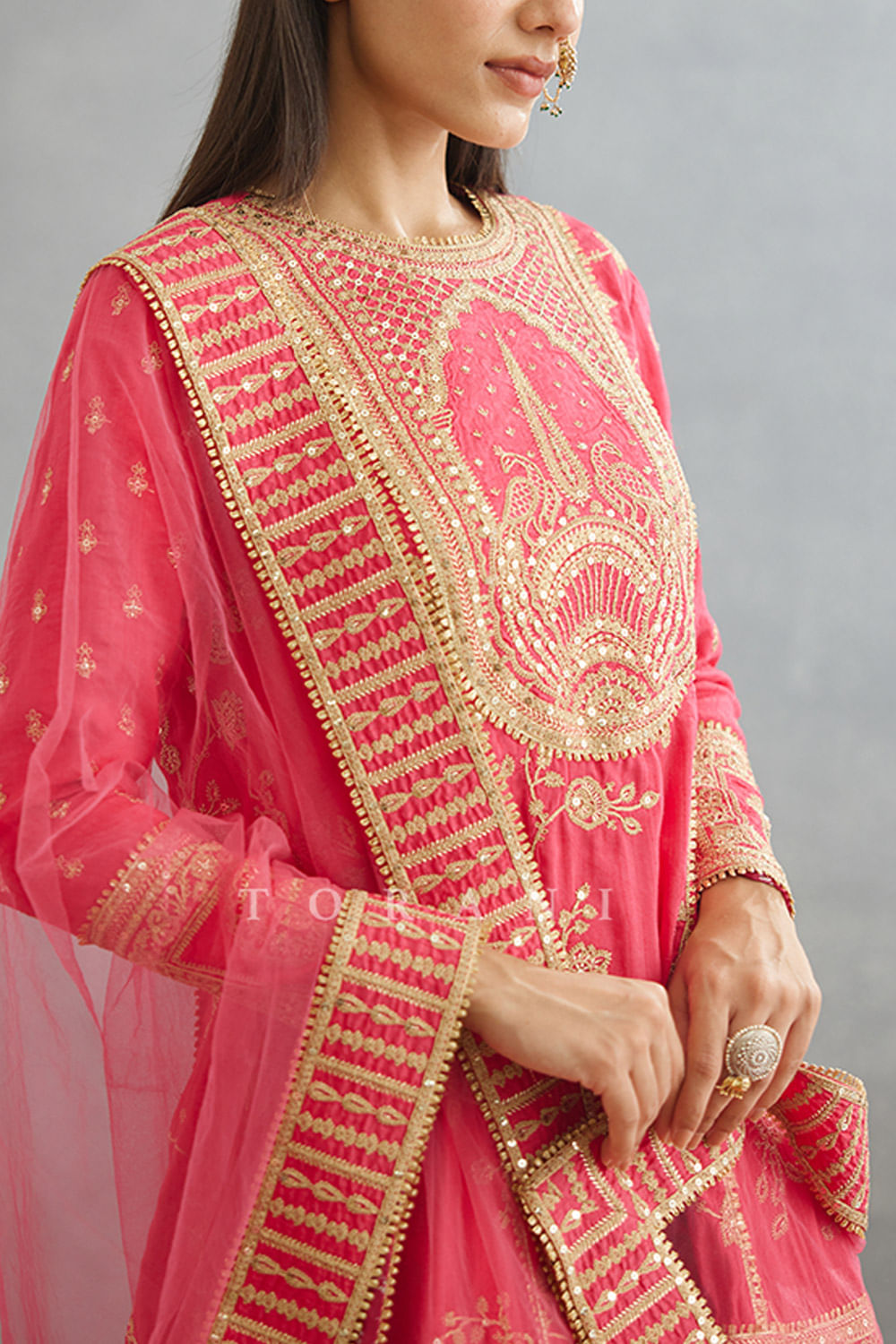 Buy Pink dori embroidery sharara set by Torani at Aashni and Co