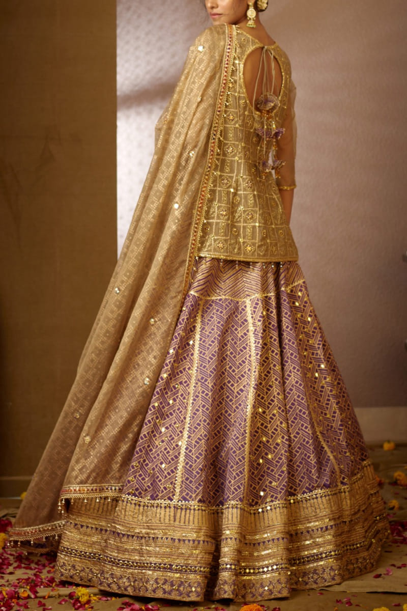 Buy Purple printed lehenga and kurta set by Moledro at Aashni and Co