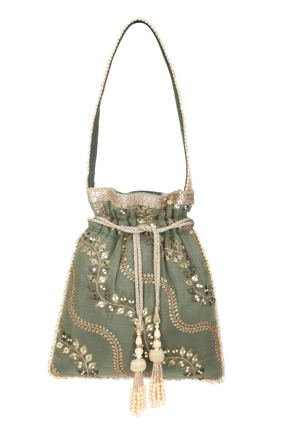 Buy Sage green embellished potli by Fuchsia by Aashka Mehta at Aashni ...